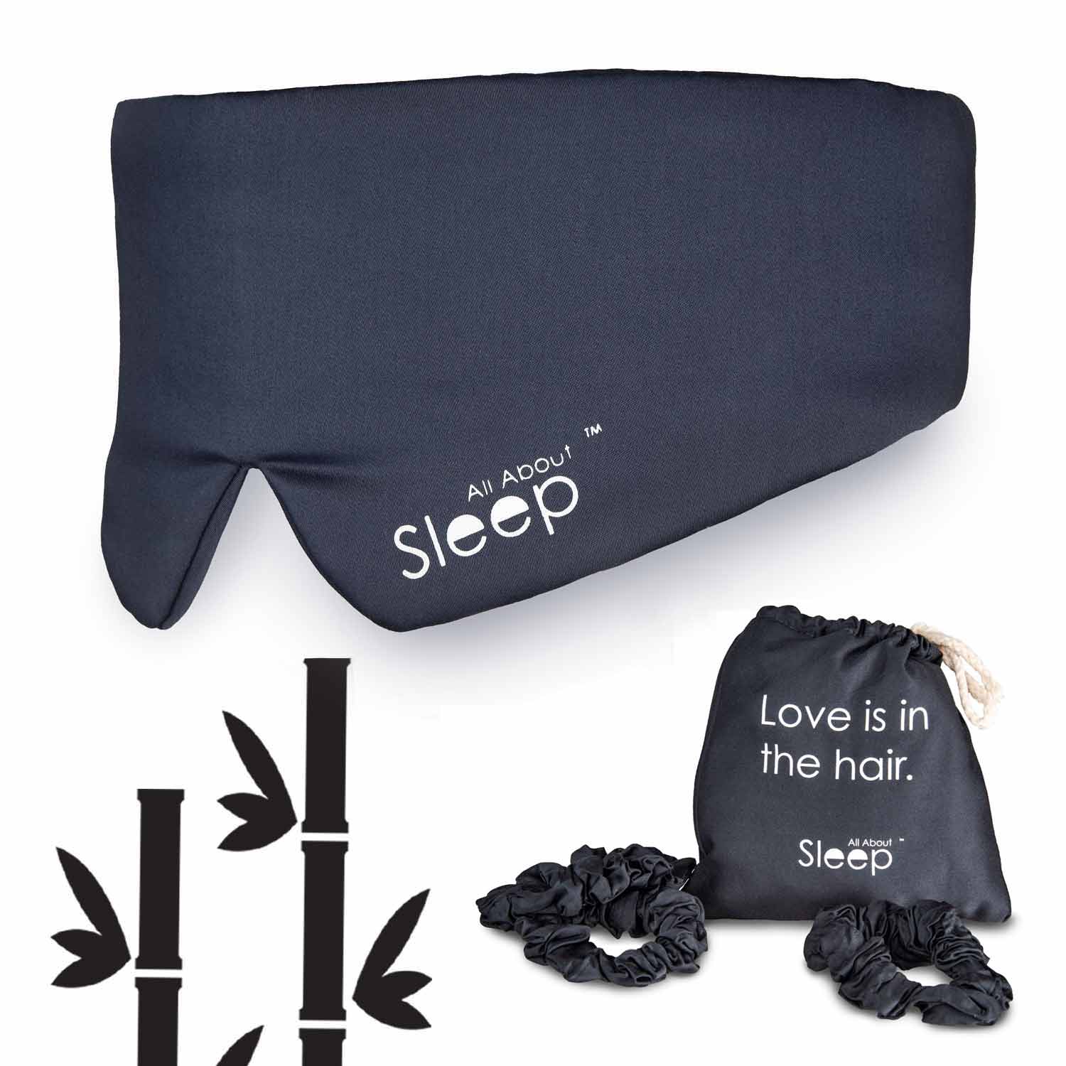 Bamboo Sleep Mask & Matching Hair Scrunchie Set: Organic, Vegan Silk ...